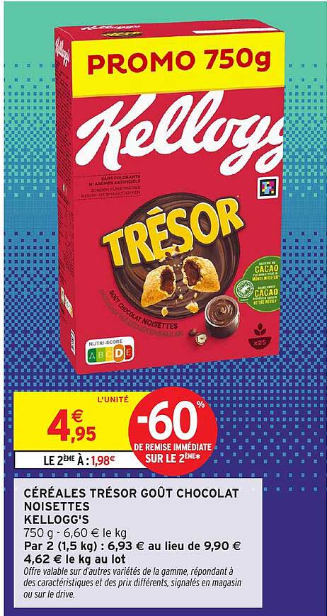 Promo Céréales Trésor Goût Chocolat Noisettes Kellogg's chez ...