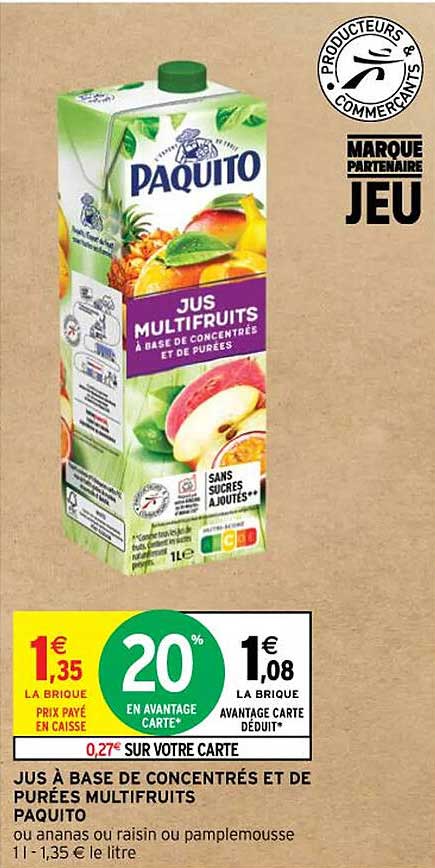 Promo Jus Multifruits Paquito chez Intermarché - 123Catalogue.fr
