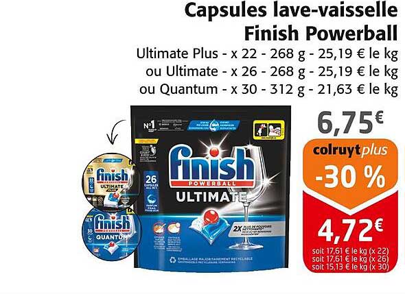 Promo Capsules Lave-Vaisselle Finish Powerball chez Colruyt ...