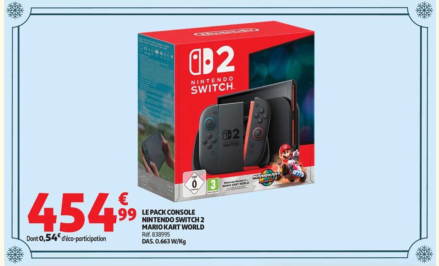 Promo Le Pack Consolé Nintendo Switch 2 Mario Kart World chez Auchan ...