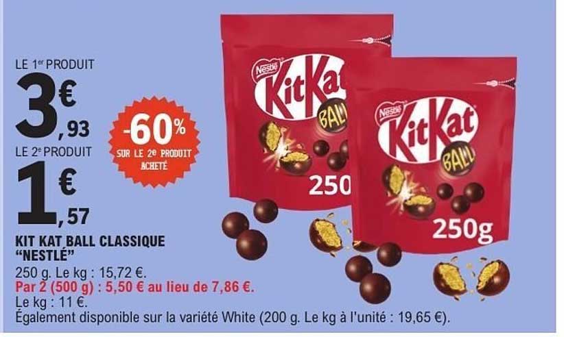 Promo Kit Kat Ball Classique “Nestlé” chez E.Leclerc - 123Catalogue.fr