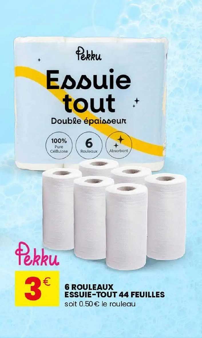 Promo 6 Roueaux Essuie-Tout 44 Feuilles chez Stokomani - 123Catalogue.fr