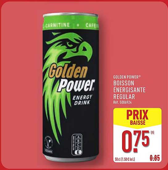 Promo Golden Power® Boisson Énergisante Regular chez ALDI - 123Catalogue.fr