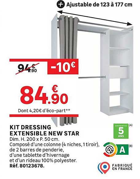 Promo Kit Dressing Extensible New Star chez Leroy Merlin - 123Catalogue.fr