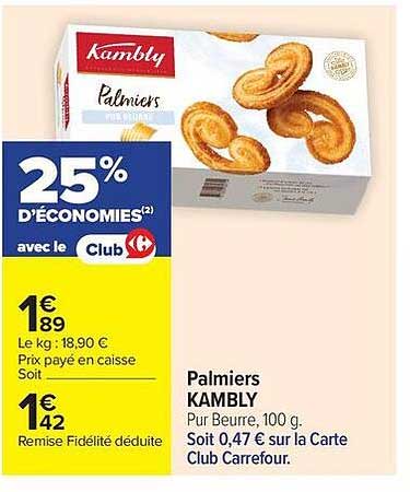 Promo Palmiers Pur Beurre Kambly La Boîte De 100 G chez Coccinelle ...