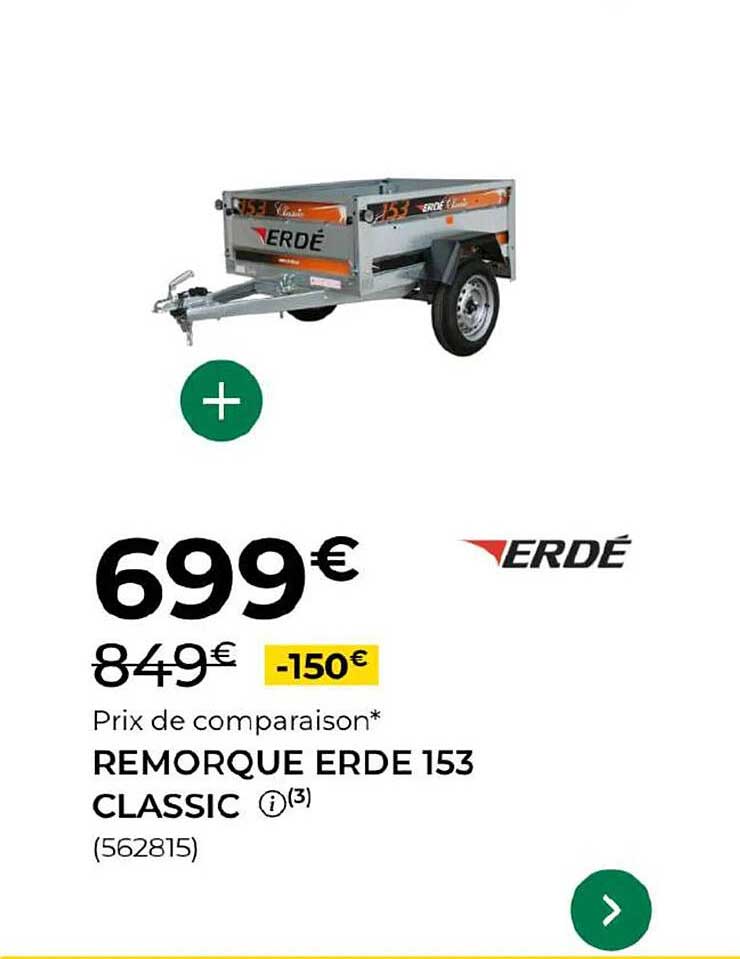 Promo Remorque Erdé First 150 chez Autobacs - 123Catalogue.fr