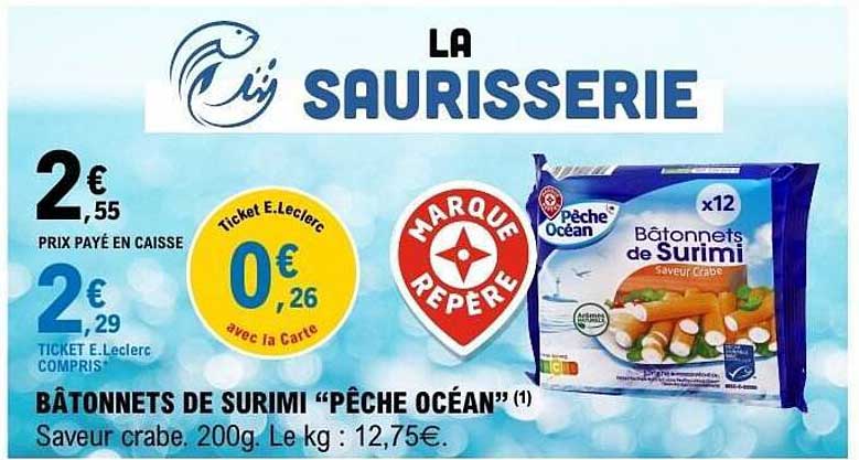 Promo Bâtonnets De Surimi “Pêche Océan” chez E.Leclerc - 123Catalogue.fr