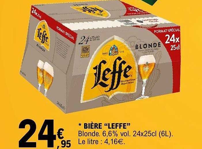 Promo * Bière “Leffe” Blonde, 6,6% Vol. 24X25Cl (6L). Le Litre : 4,16 ...