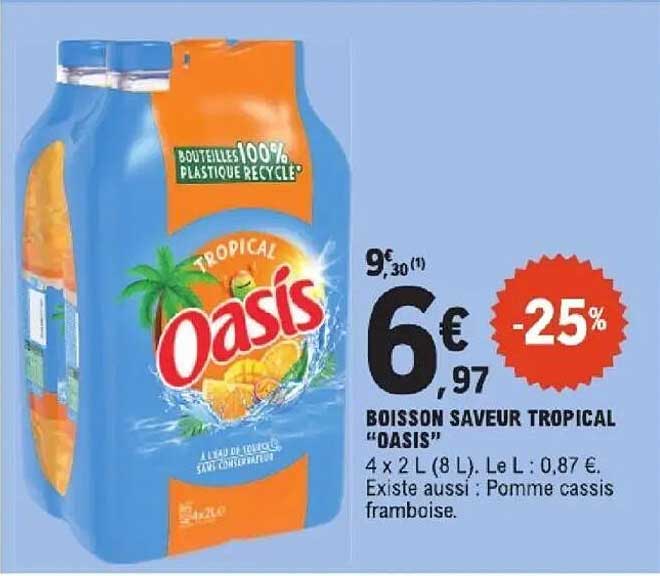 Promo Boisson Aux Fruits Tropical Oasis 4X2L – Soit 8 L - 1,10 € Le ...