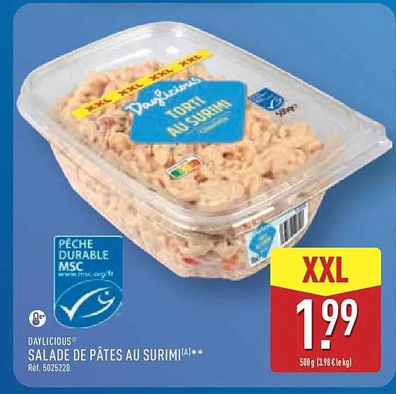 Promo Daylicious Salade De Pâtes Au Surimi A** chez ALDI - 123Catalogue.fr