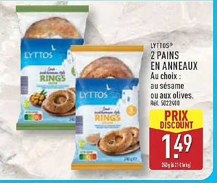 Promo Lyttos 2 Pains En Anneaux Au Choix : Au Sésame Ou Aux Olives. Réf ...
