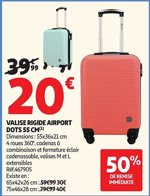 Promo Valise Rigide Airport Dots 55 Cm¹ chez Auchan - 123Catalogue.fr