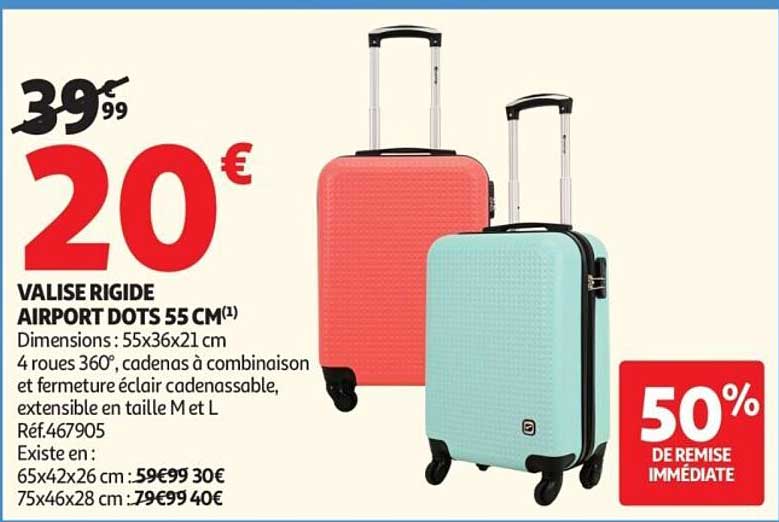 Promo Valise Rigide Airport Dots 55 Cm¹ chez Auchan - 123Catalogue.fr