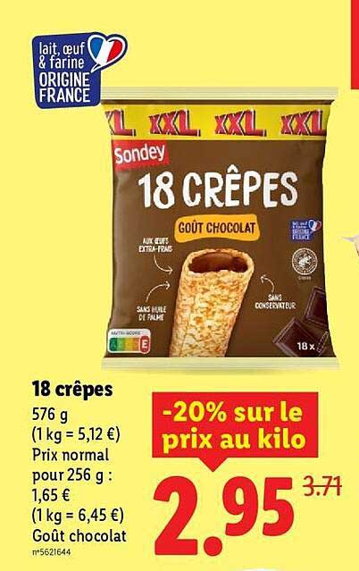 Promo 18 Crêpes Goût Chocolat chez Lidl - 123Catalogue.fr