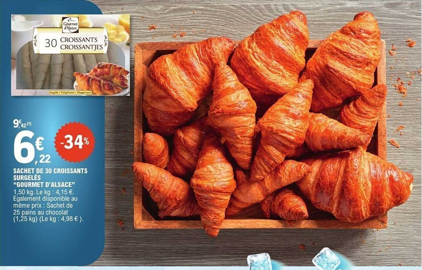 Promo Sachet De 30 Croissants Surgelés “Gourmet D'alsace” chez E ...