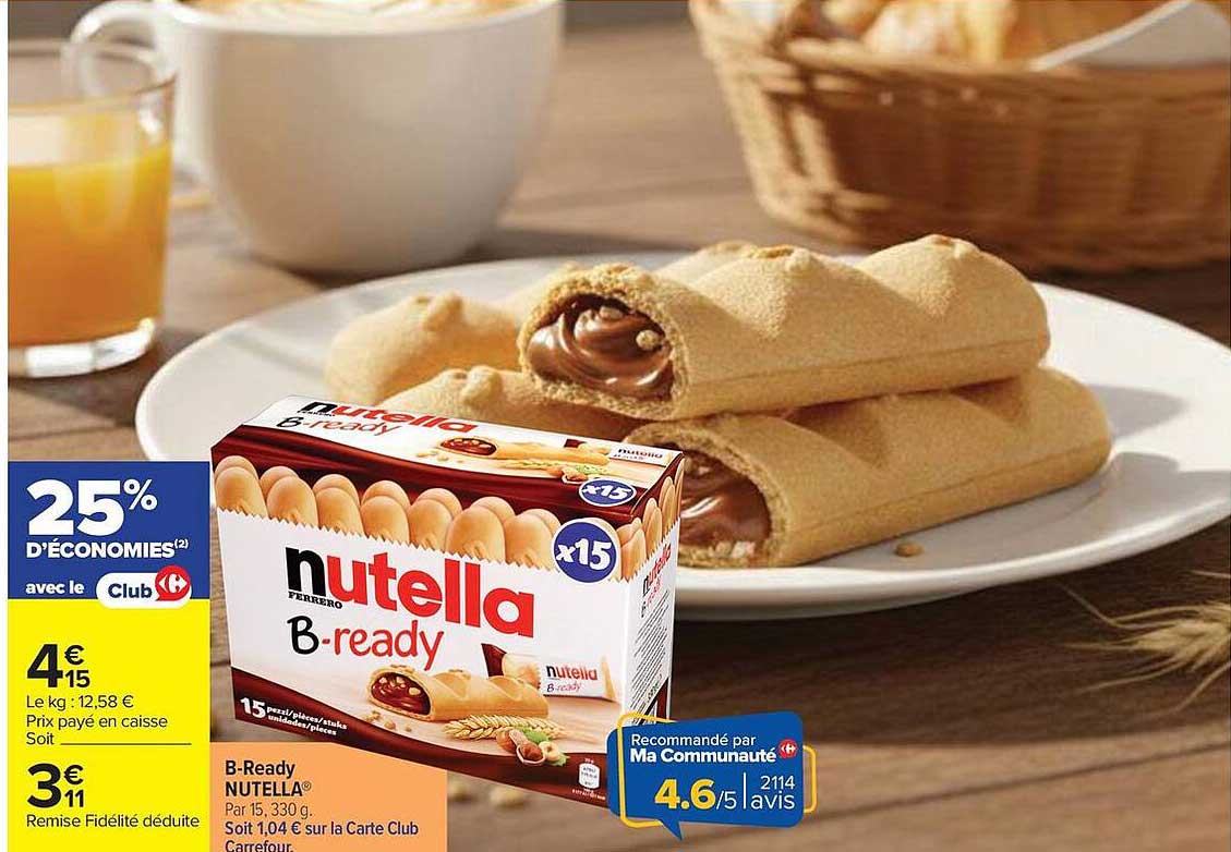 Promo B-Ready Nutella® chez Carrefour - 123Catalogue.fr