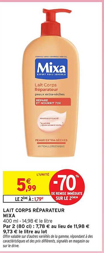 Promo Lait Corps Réparateur Mixa chez Intermarché Hyper - 123Catalogue.fr