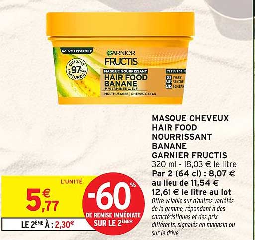 Promo Masque Cheveux Hair Food Nourrissant Banane Garnier Fructis chez ...