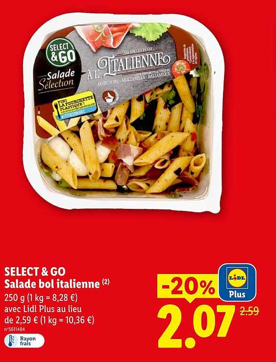 Promo Select & Go Salade Bol Italienne chez Lidl - 123Catalogue.fr