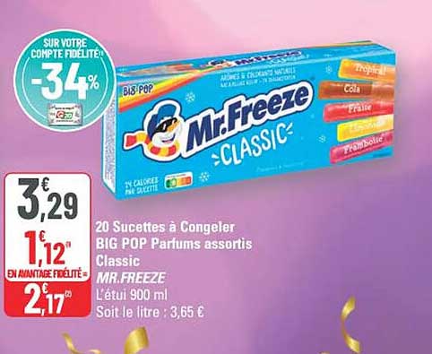 Promo 8 Sucettes À Congeler Giant Parfums Assortis Mr.freeze chez G20 ...
