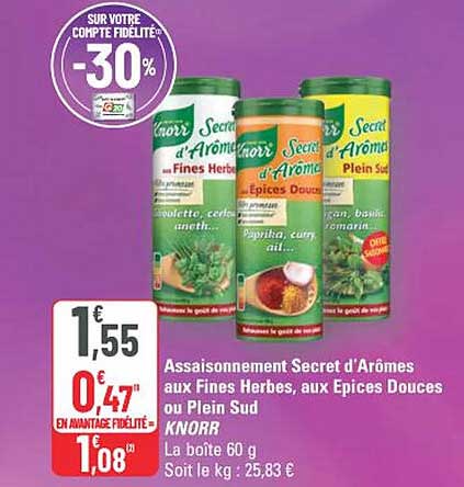 Promo Assaisonnement Secret D’arômes Aux Fines Herbes, Aux Epices ...