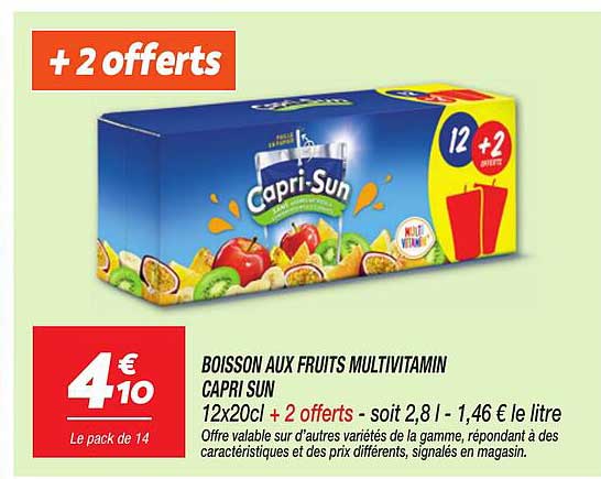 Promo Boisson Aux Fruits Multivitamin Capri Sun 12X20Cl + 2 Offerts ...