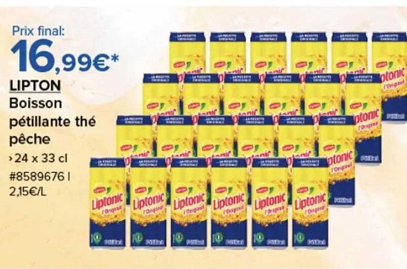 Promo Lipton Boisson Pétillante Thé Pêche chez Costco - 123Catalogue.fr