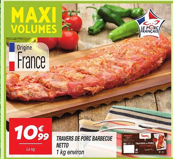 Promo Travers De Porc Barbecue Netto 1 Kg Environ chez Netto ...