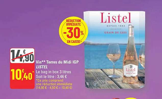 Promo Vin** Terres Du Midi Igp Listel chez G20 - 123Catalogue.fr