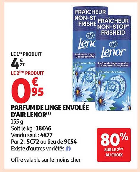 Promo Parfum De Linge Envolée D’air Lenor chez Auchan - 123Catalogue.fr