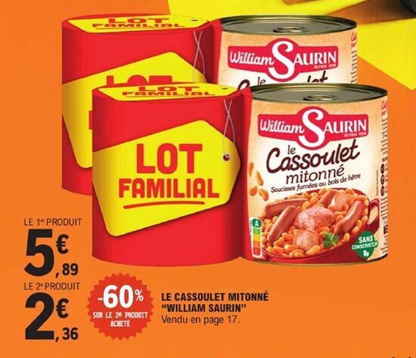 Cassoulet William Saurin Prix Leclerc
