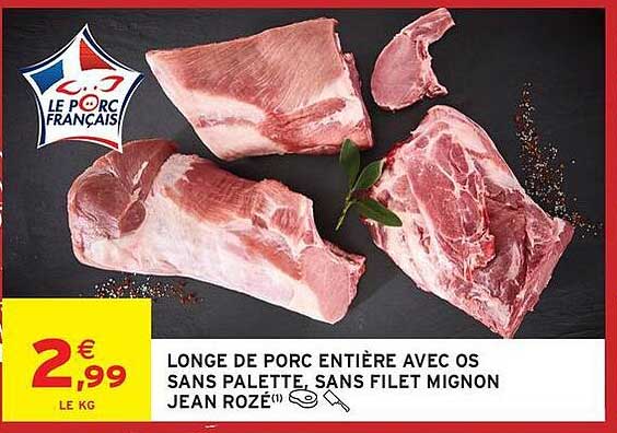 Promo Longe De Porc Entière Avec Os Sans Palette, Sans Filet Mignon ...
