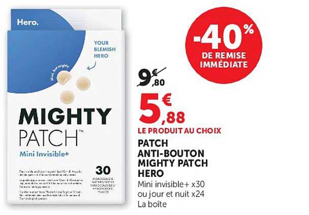 Promo Patch Anti-Bouton Mighty Patch Hero chez Hyper U - 123Catalogue.fr