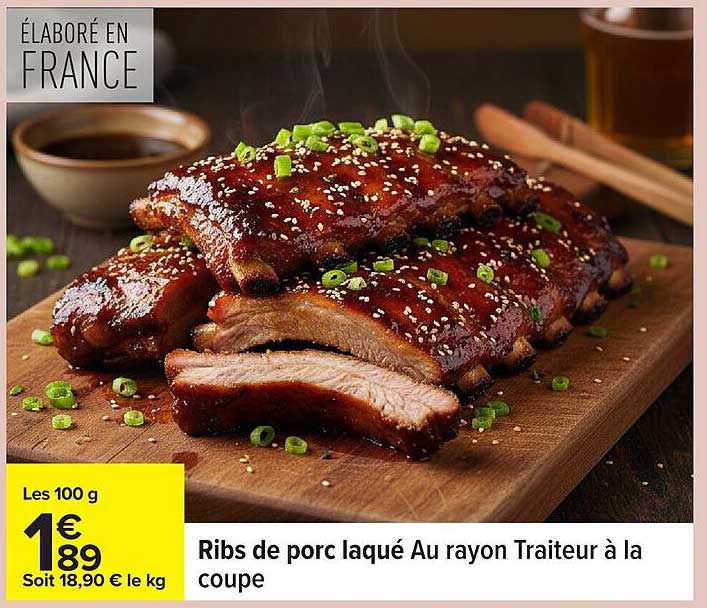 Promo Ribs De Porc Laqué Au Rayon Traiteur À La Coupe chez Carrefour ...