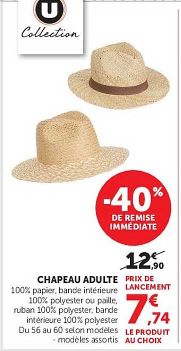 Promo Chapeau Adulte chez Super U - 123Catalogue.fr