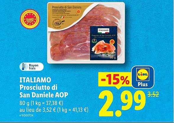 Promo Italiamo Prosciutto Di San Daniele Aop chez Lidl - 123Catalogue.fr