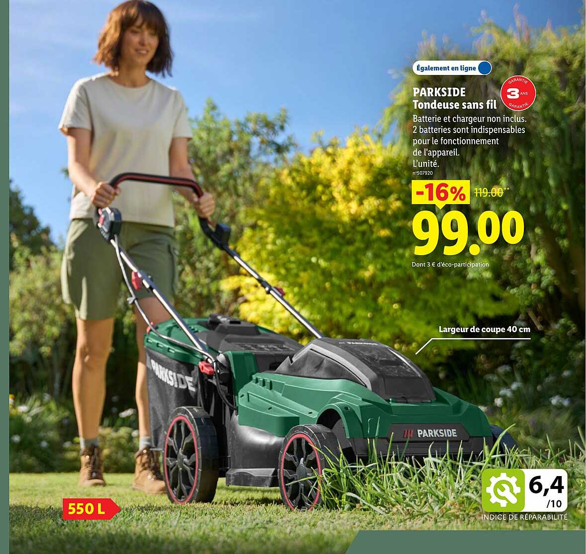 Promo Parkside Tondeuse Sans Fil chez Lidl - 123Catalogue.fr