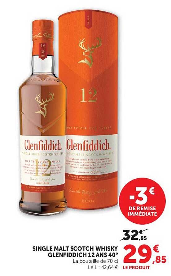 Promo Single Malt Scotch Whisky Glenfiddich 12 Ans 40° chez Super U ...