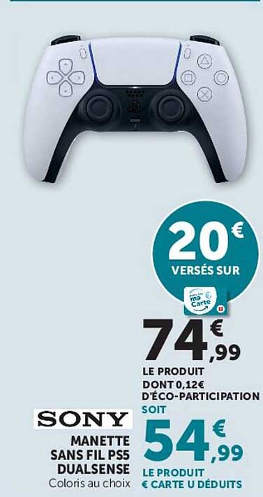 Promo Sony Manette Sans Fil Ps5 Dualsense chez Hyper U - 123Catalogue.fr