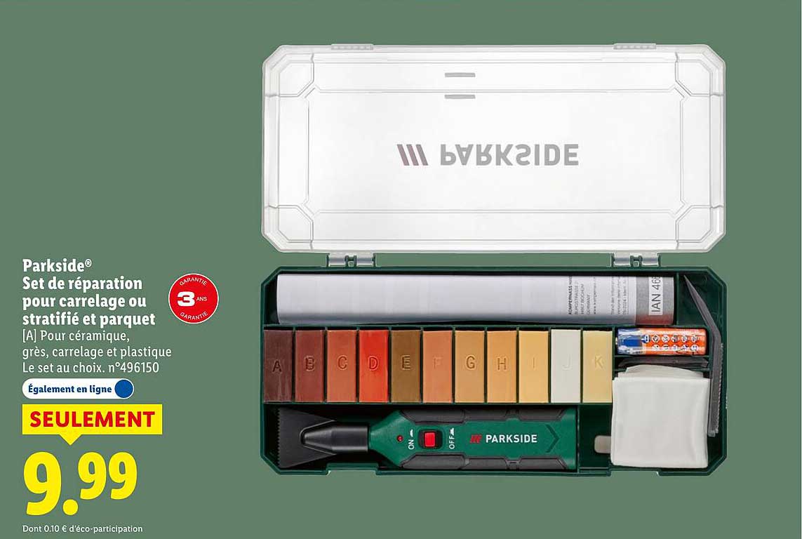 Promo Parkside® Set De Réparation Pour Carrelage Ou Stratifié Et ...