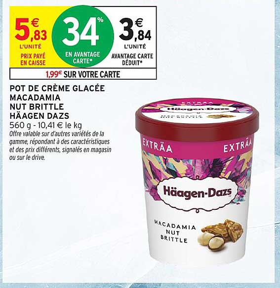 Promo Glace Häagen-Dazs Macadamia Nut Brittle Le Pot De 400 G chez ...