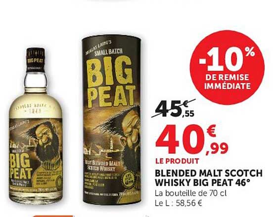 Promo Blended Malt Scotch Whisky Big Peat 46° chez Super U ...