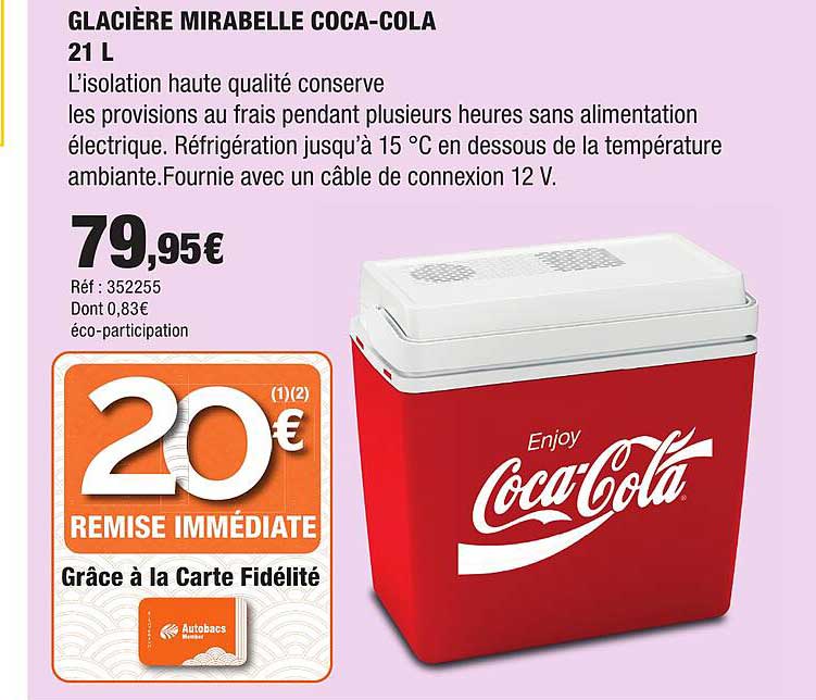 Promo Glacière Mirabelle Coca-Cola 21 L chez Autobacs - 123Catalogue.fr
