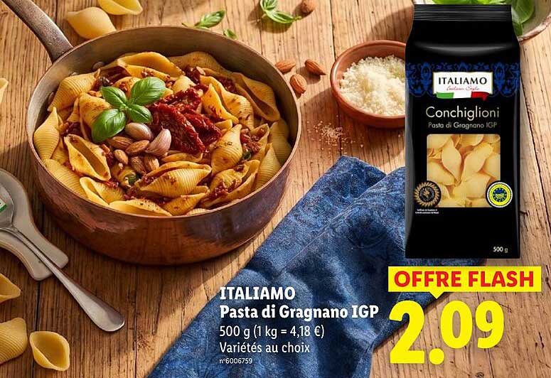 Promo Italiamo Pasta Di Gragnano Igp 500 G (1 Kg = 4,18 €) Variétés Au ...