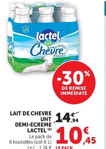 Promo Lait De Chevre Uht Demi-Ecreme Lactel (2) chez Super U ...