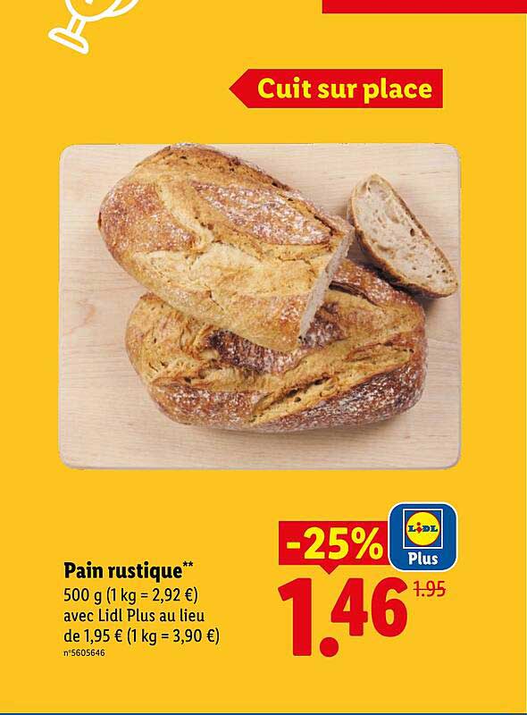 Promo Pain Rustique** chez Lidl - 123Catalogue.fr