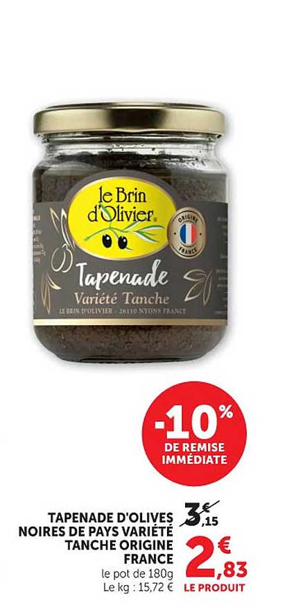 Promo Olives Noires De Nyons A.o.p Origine France chez Super U ...