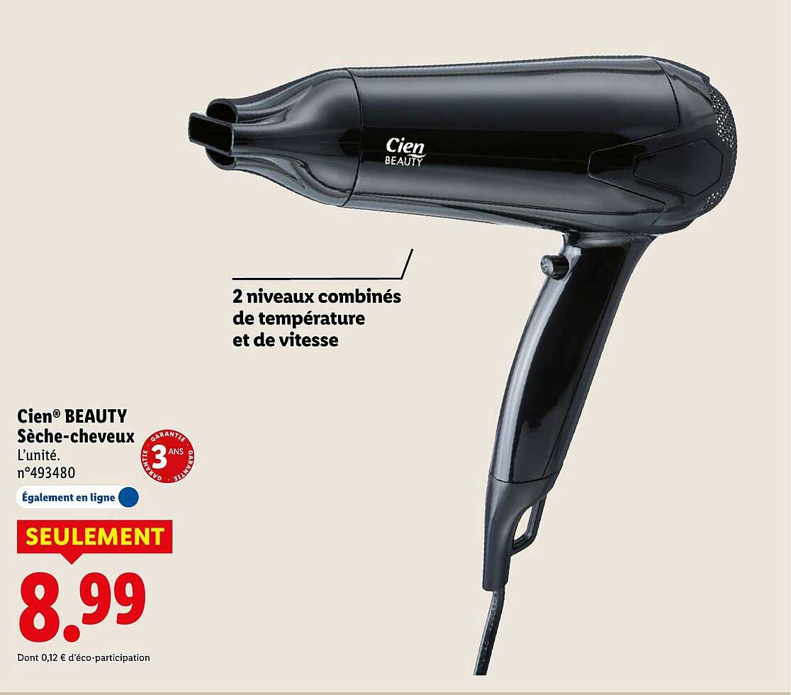 Promo Cien® Beauty Sèche-Cheveux chez Lidl - 123Catalogue.fr
