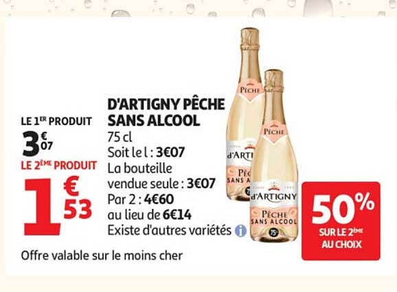 Promo D'artigny Pêche Sans Alcool chez Auchan - 123Catalogue.fr