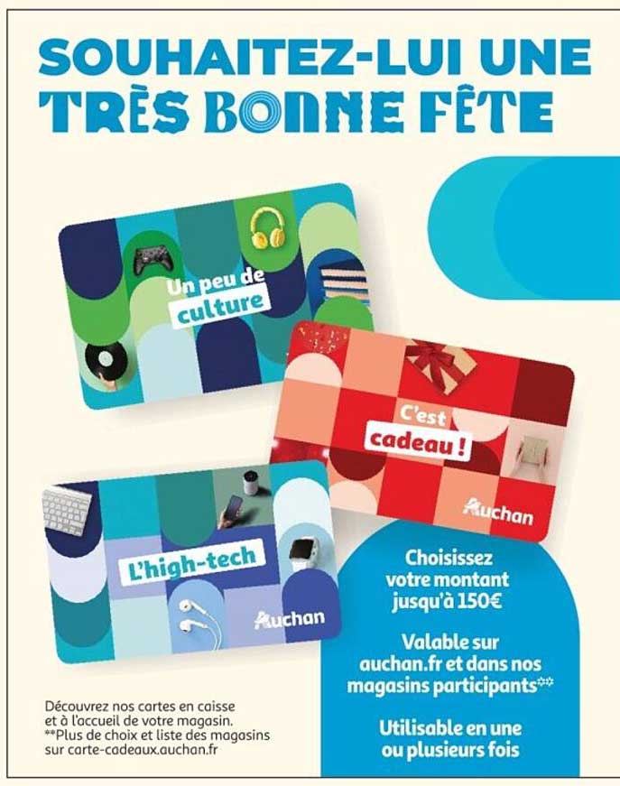 Promo Souhaitez-Lui Une Très Boinne Fête chez Auchan - 123Catalogue.fr